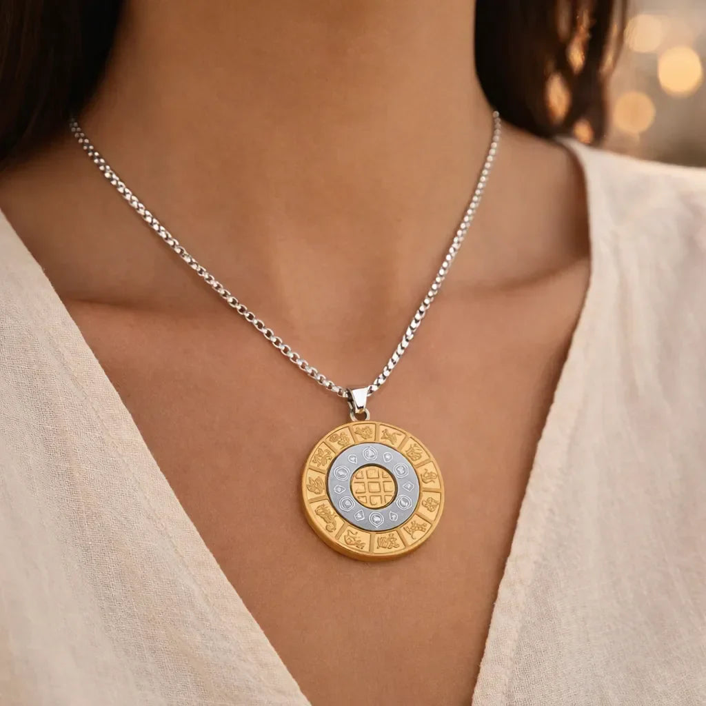 Zodiac Bagua Pendant Necklace — Feng Shui Symbol for Balance & Protect ...